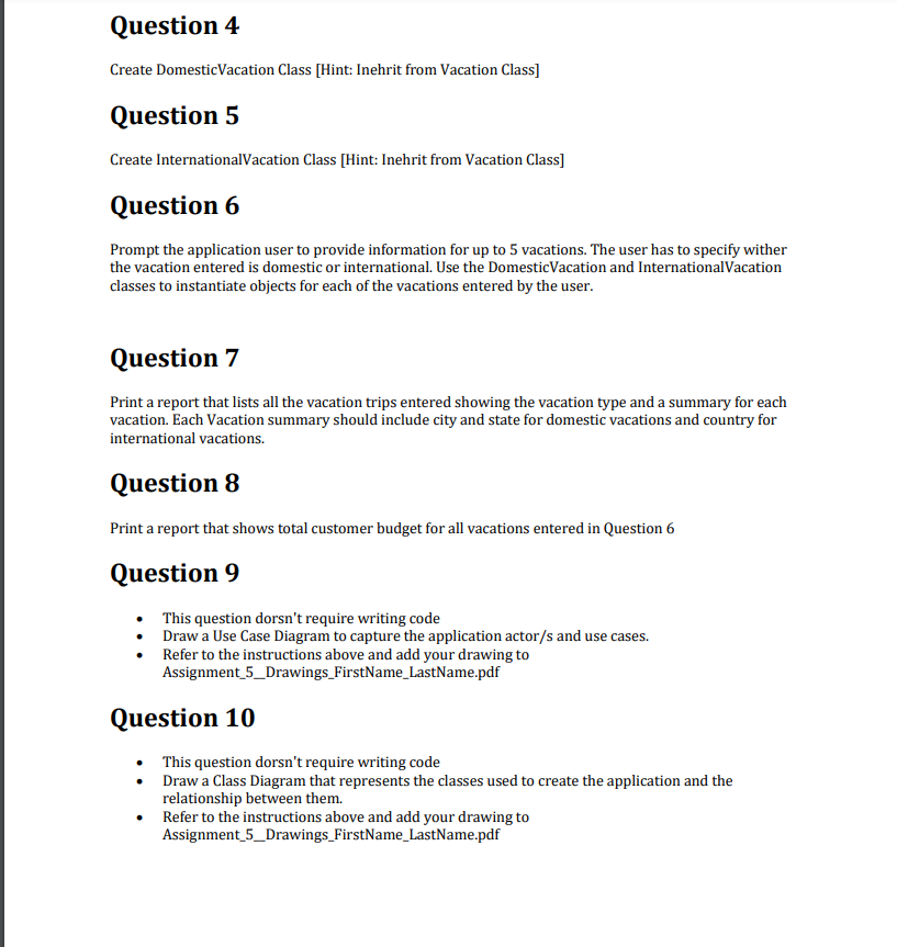Solved Vacation Trips Management Application V1.0 Create a | Chegg.com
