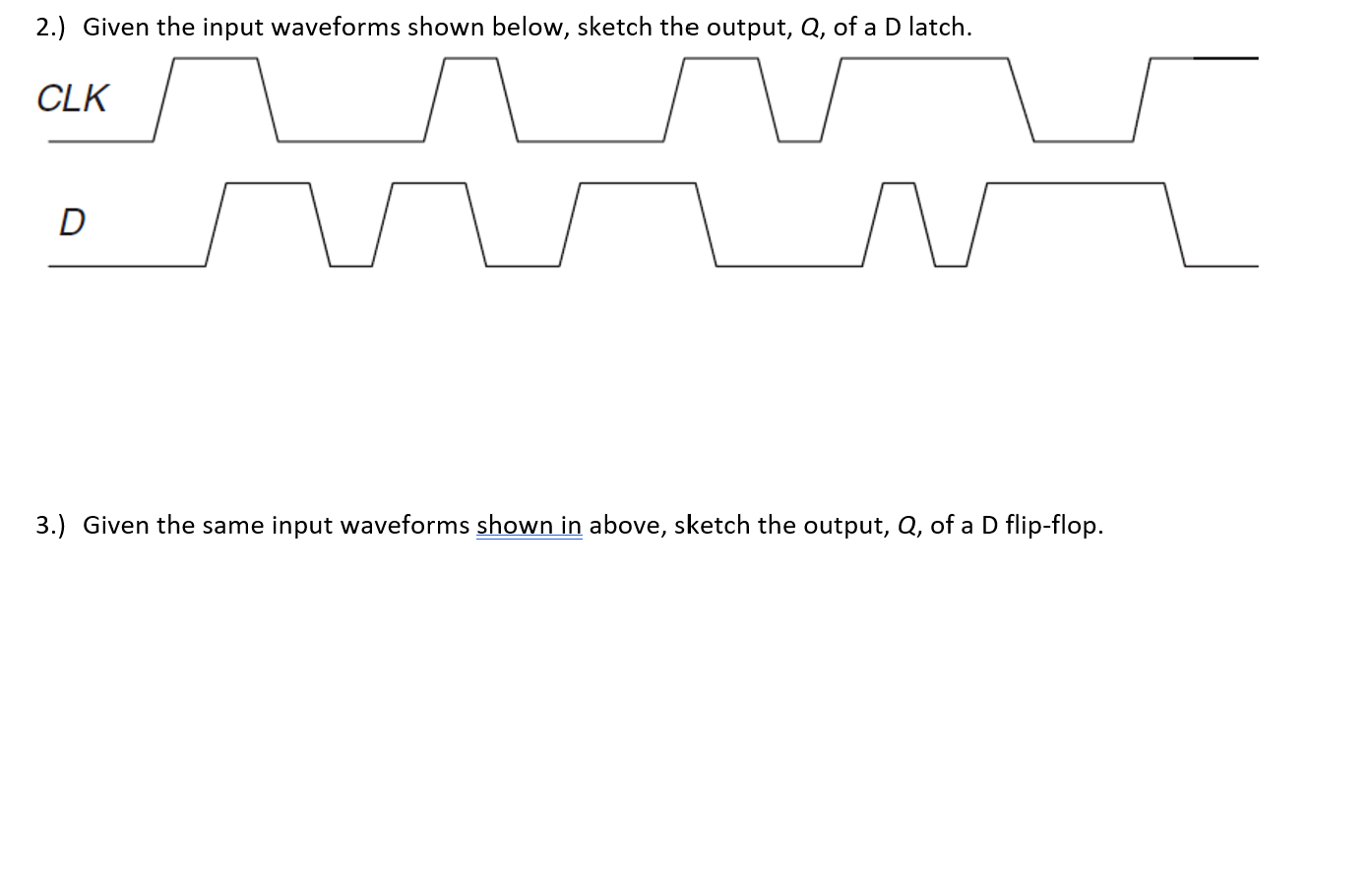 Solved 3.) ﻿Given the same input waveforms shown in above, | Chegg.com