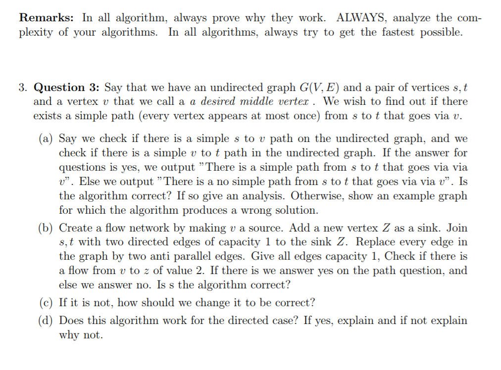 Remarks: In all algorithm, always prove why they | Chegg.com