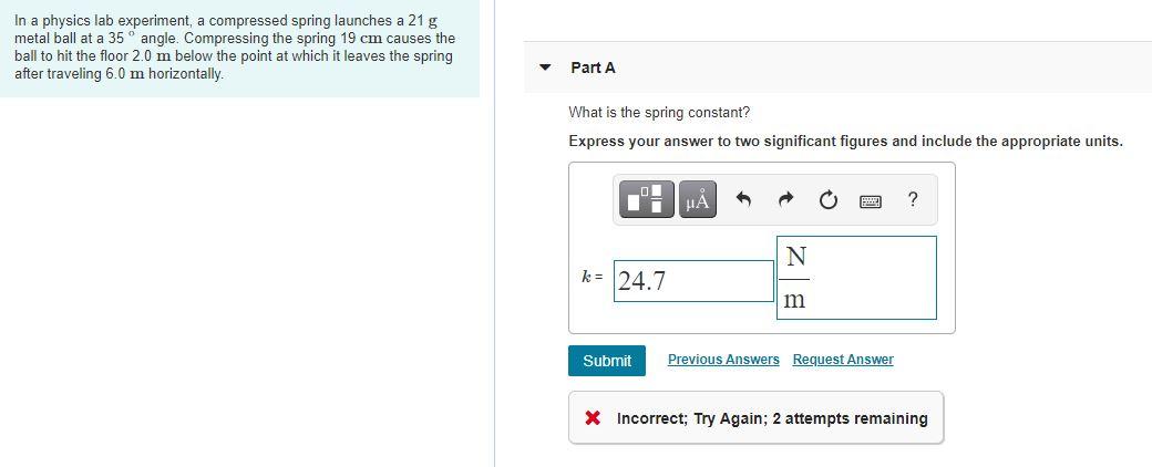 Solved In a physics lab experiment, a compressed spring | Chegg.com
