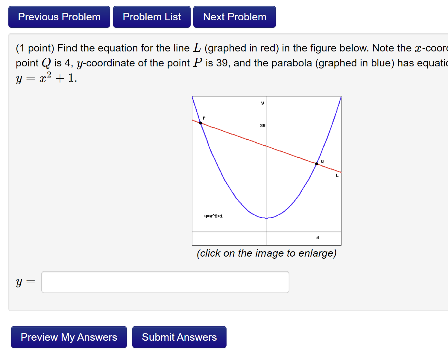 (1 point) Find the equation for the line L (graphed | Chegg.com