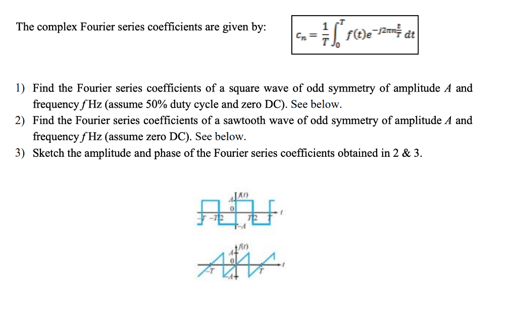 Solved -rrte dt The complex Fourier series coefficients are | Chegg.com