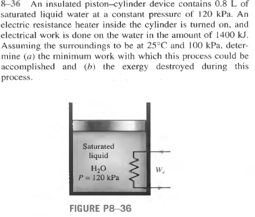 8-36 An insulated piston-cylinder device contains | Chegg.com
