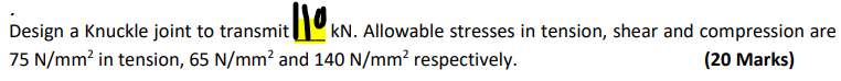 Solved Design a Knuckle joint to transmit kN. Allowable | Chegg.com