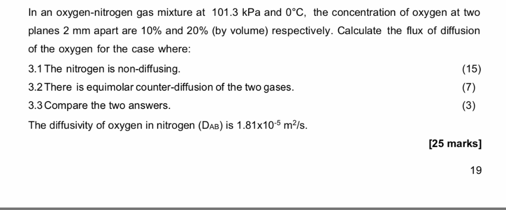 Solved In an oxygen-nitrogen gas mixture at 101.3 kPa and | Chegg.com
