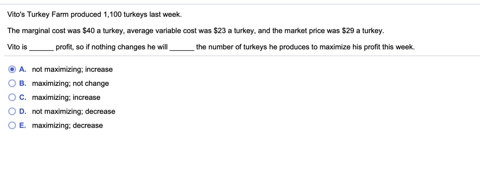 Solved Vito's Turkey Farm produced 1,100 turkeys last week. | Chegg.com