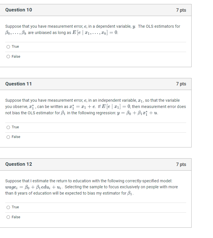 Solved Suppose that you have measurement error, e, in a | Chegg.com