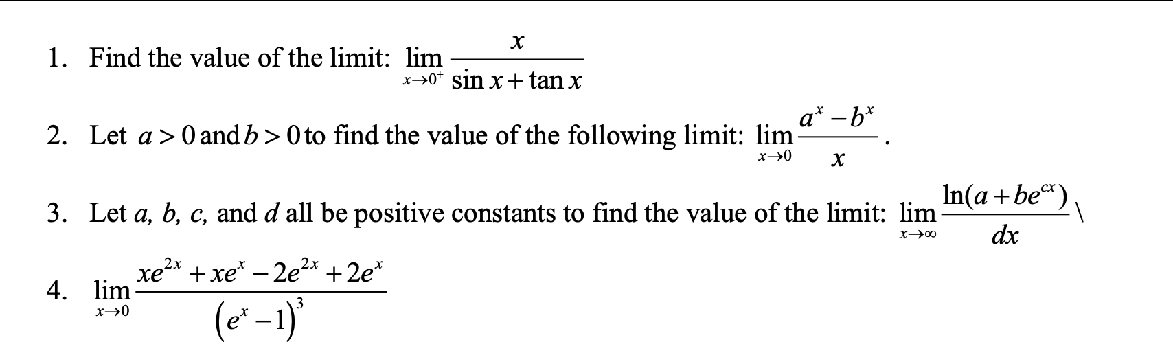 Solved х 1. Find the value of the limit: lim x+0+ sin x + | Chegg.com