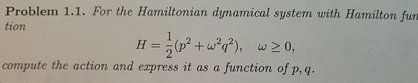 Solved Problem 1.1. For the Hamiltonian dynamical system | Chegg.com