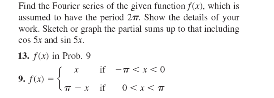 Solved Find The Fourier Series Of The Given Function F X