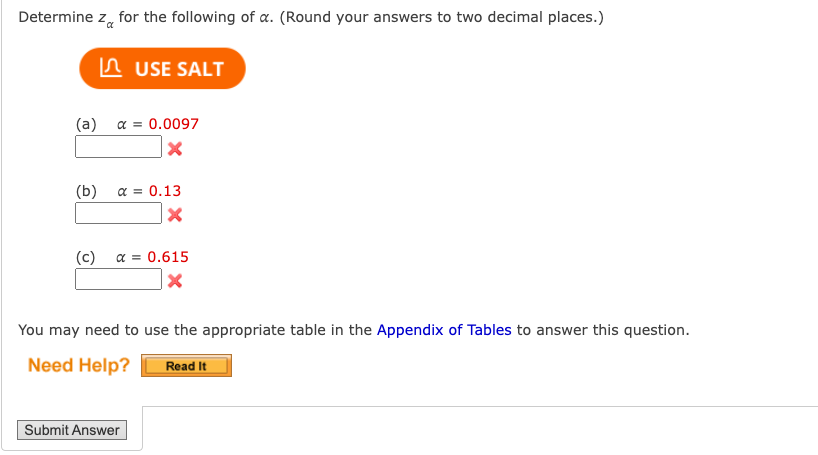 Solved Determine zα ﻿for the following of α. (Round your | Chegg.com