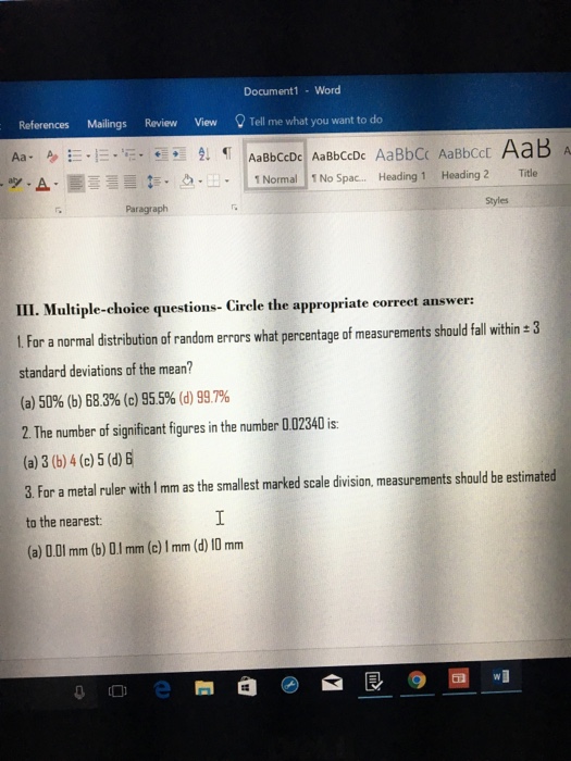 Solved Document1 Word erences Mailings Review View Tell me | Chegg.com