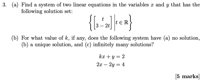 Solved (a) Find a system of two linear equations in the | Chegg.com