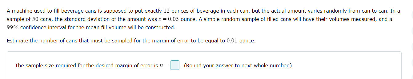 Solved A machine used to fill beverage cans is supposed to | Chegg.com