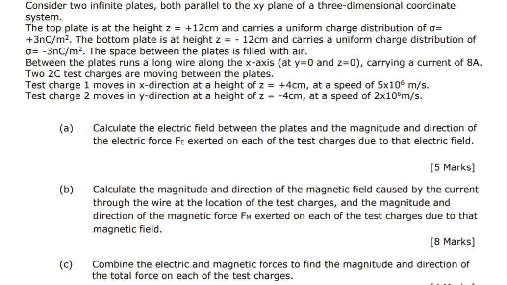 Solved Consider two infinite plates, both parallel to the xy | Chegg.com