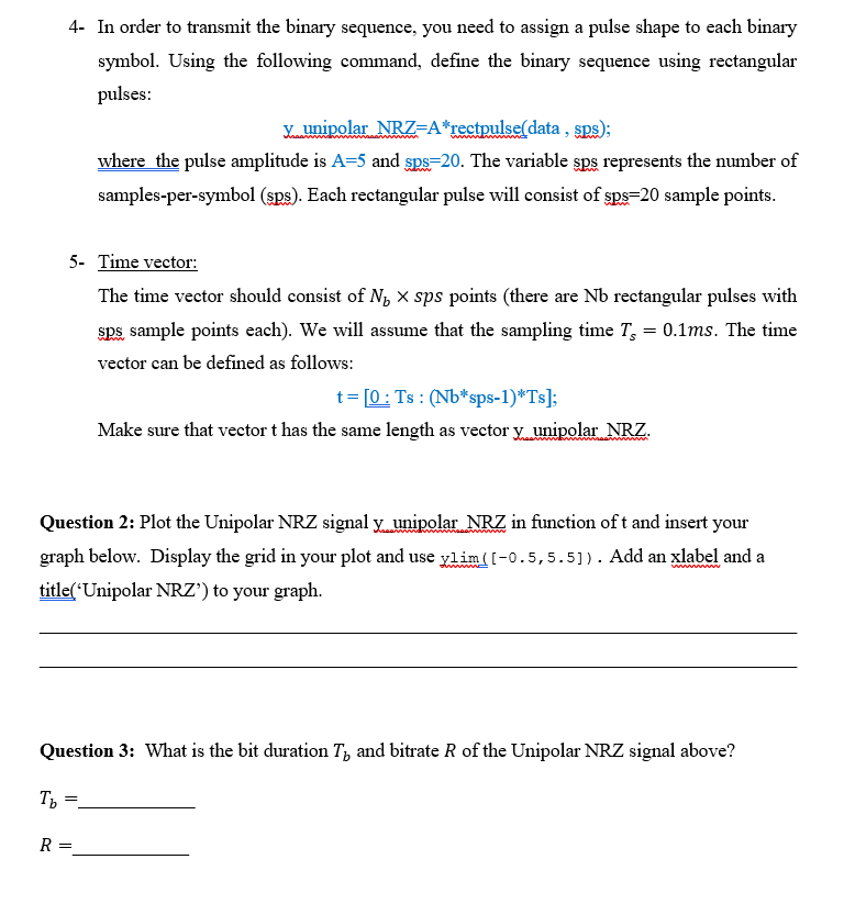 II. NRZ Signaling: Unipolar and Polar Binary Line | Chegg.com