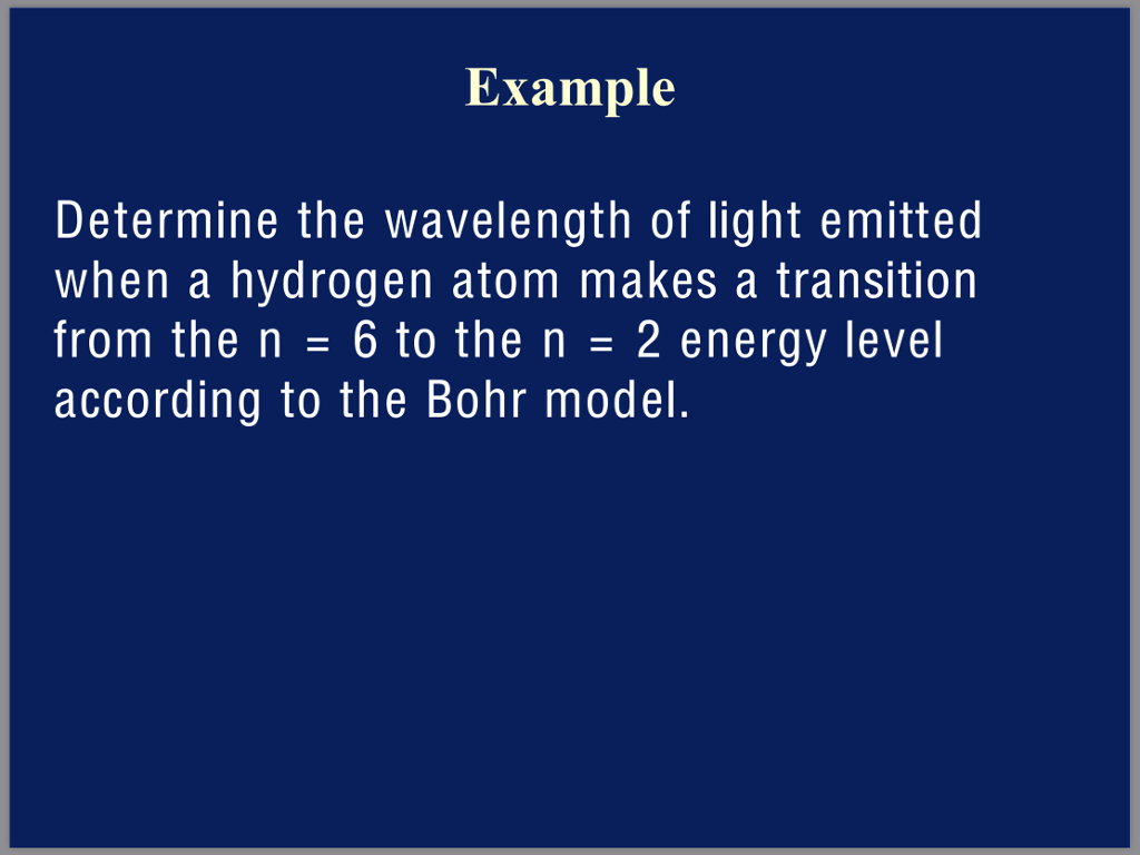 Solved Example Determine the wavelength of light emitted | Chegg.com