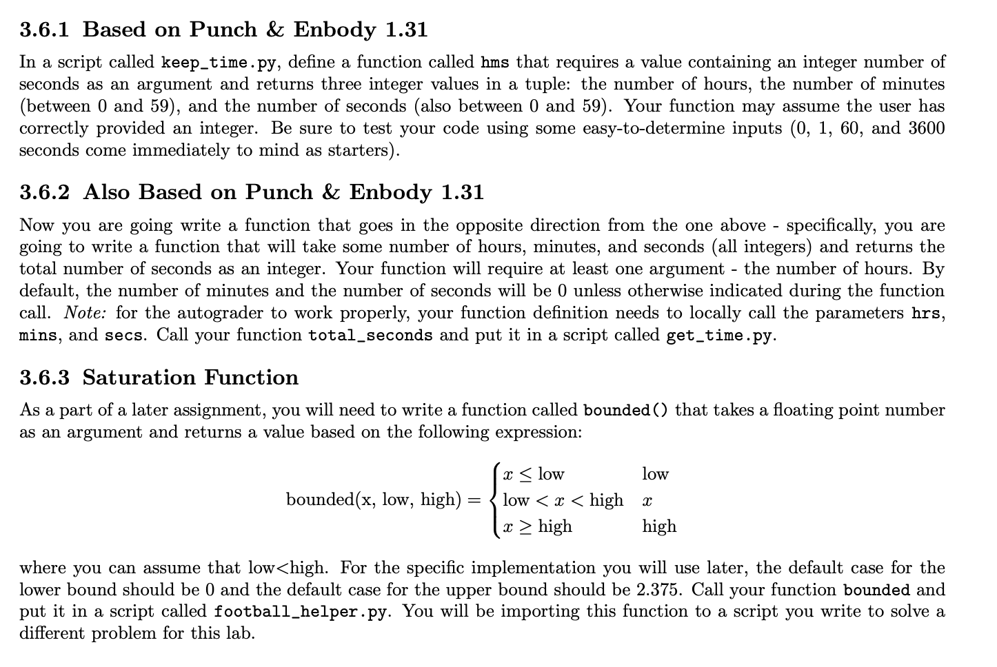 Solved 3.6.1 Based on Punch & Enbody 1.31 In a script called | Chegg.com