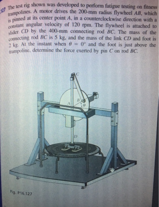Solved The test rig shown was developed to perform fatigue | Chegg.com