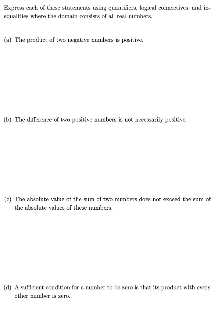 Solved Express each of these statements using quantifiers, | Chegg.com