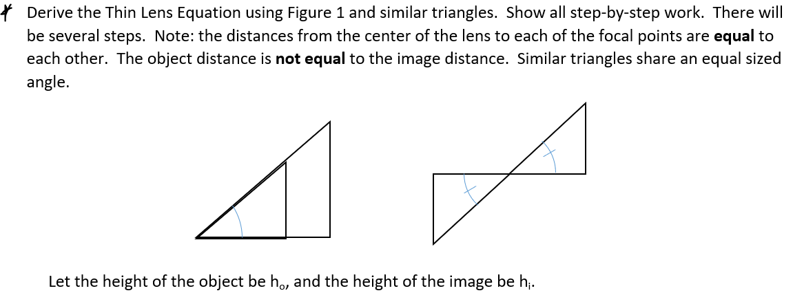 Solved Derive the Thin Lens Equation using Figure 1 and | Chegg.com