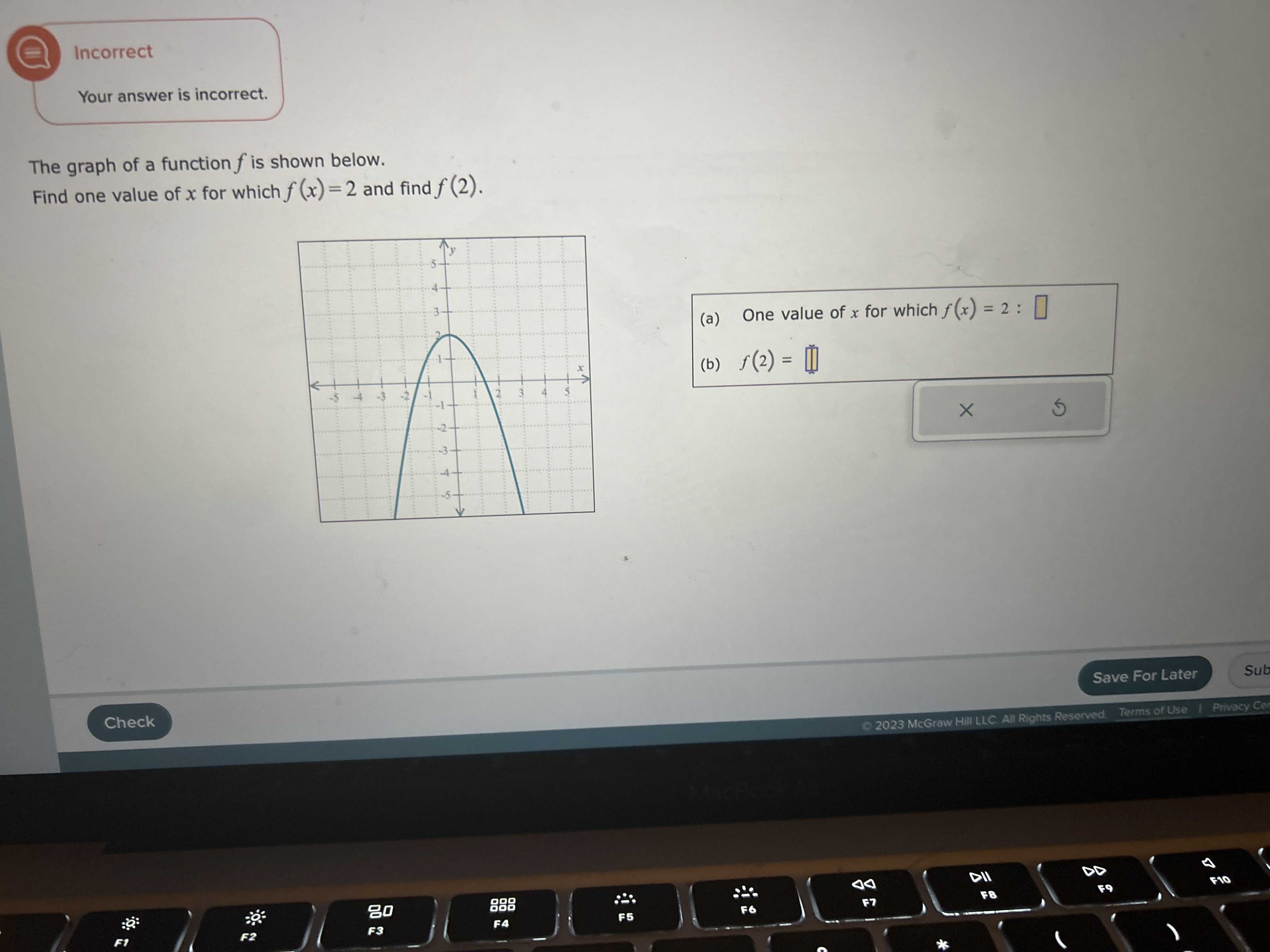 Solved The graph of a function f is shown below. Find one | Chegg.com