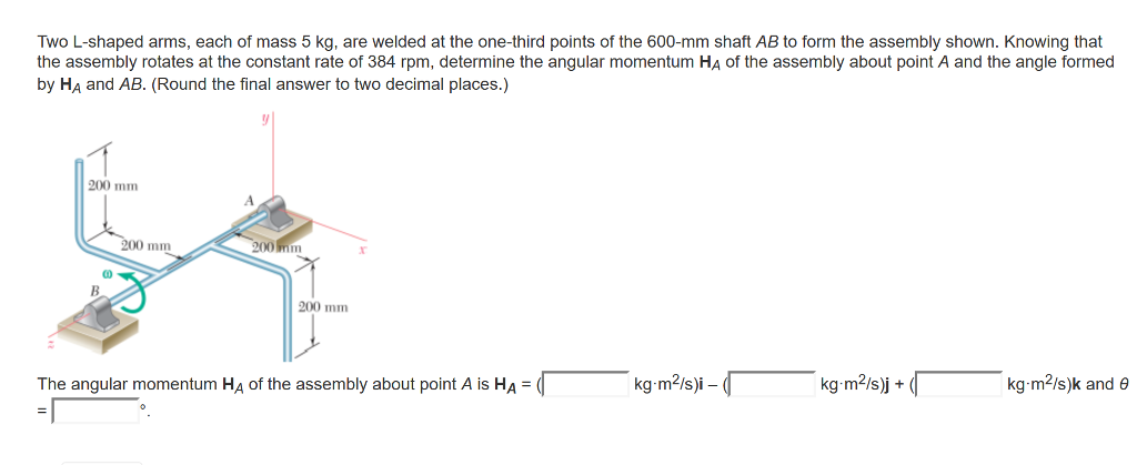 Solved Two L-shaped arms, each of mass 5 kg, are welded at | Chegg.com