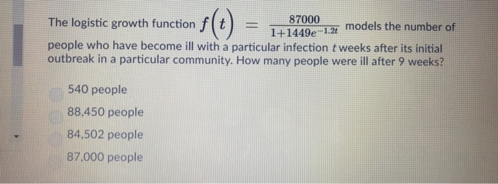 Solved The logistic growth function f() = 8feciont | Chegg.com
