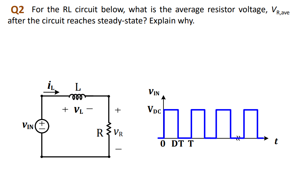 Solved Q2 For the RL circuit below, what is the average | Chegg.com