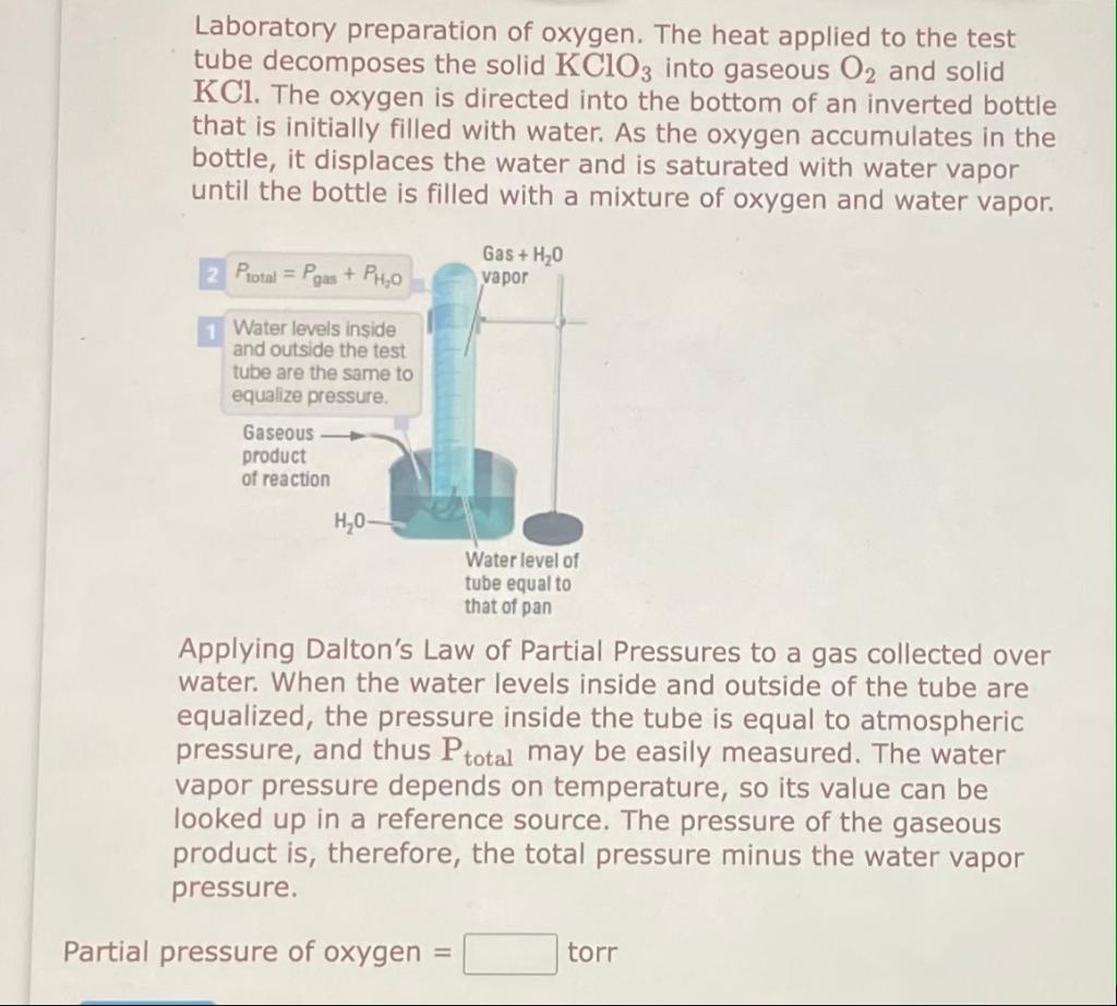 Solved Oxygen is generated for a laboratory experiment by | Chegg.com