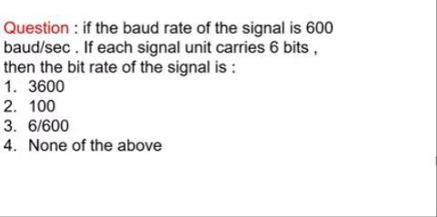 Solved Question : if the baud rate of the signal is 600 | Chegg.com