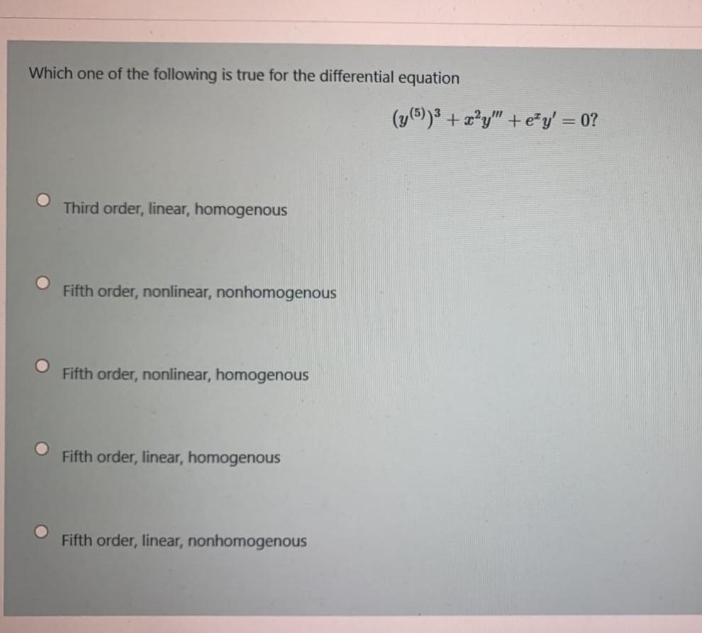 Solved Which one of the following is true for the | Chegg.com