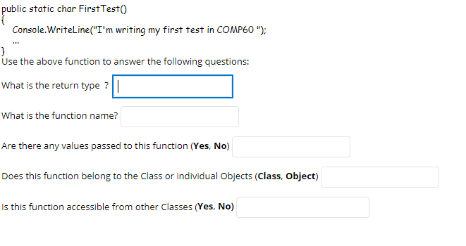 Solved publics public static char First Testo | Chegg.com