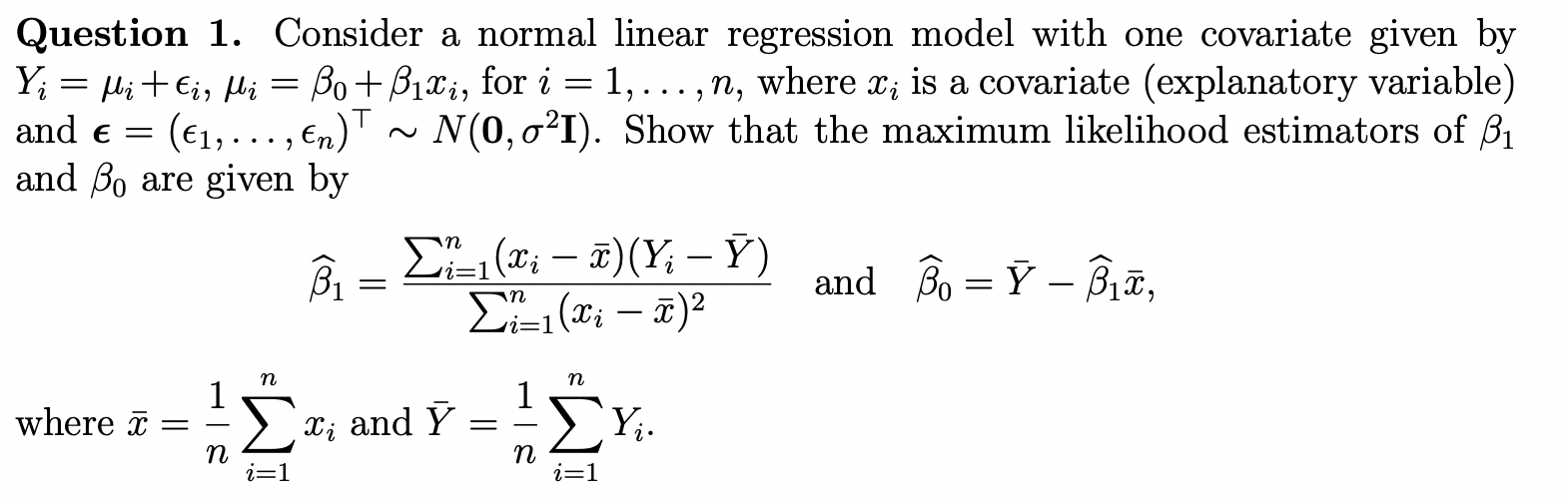 Solved Question 1. Consider a normal linear regression model | Chegg.com