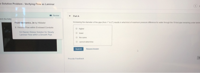 Solved o Solution Problem- Verifying Flow as Laminar Part A | Chegg.com