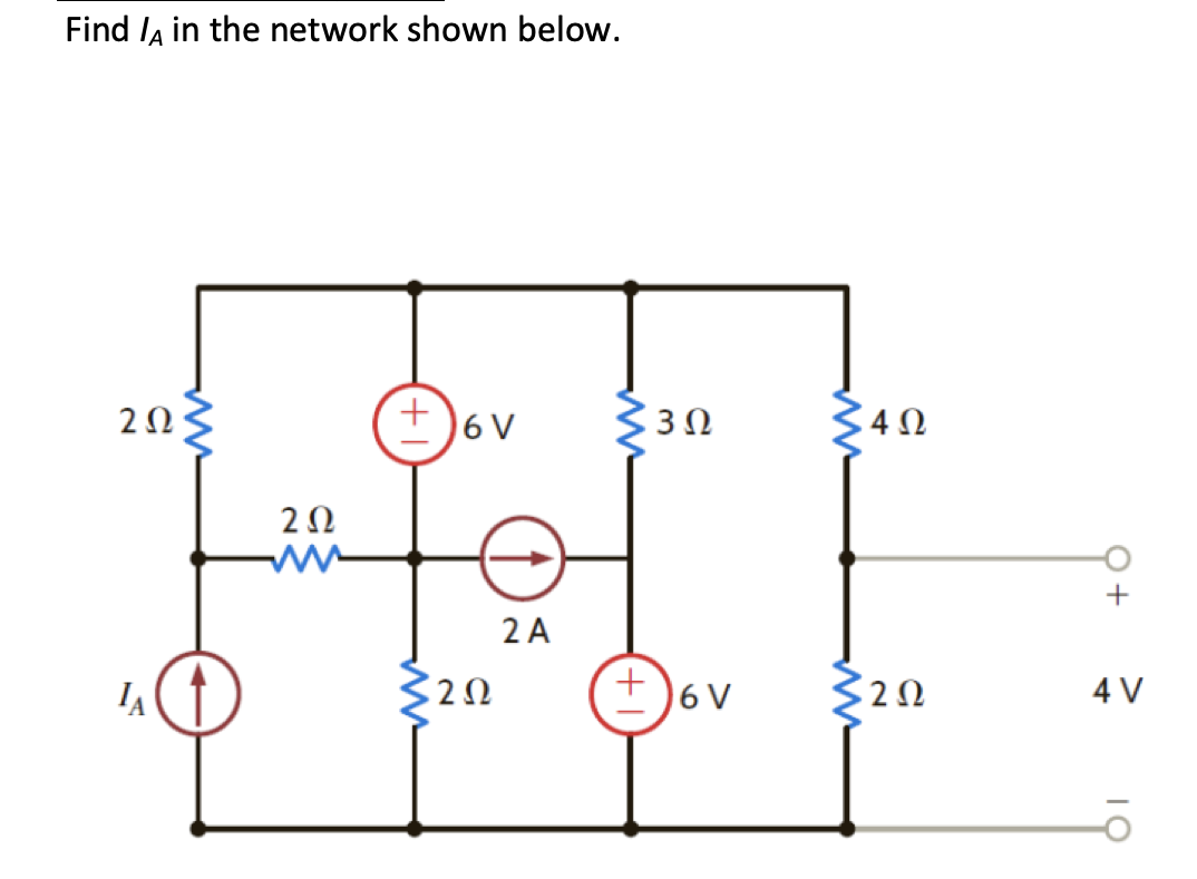 Solved Find IA in the network shown below. | Chegg.com