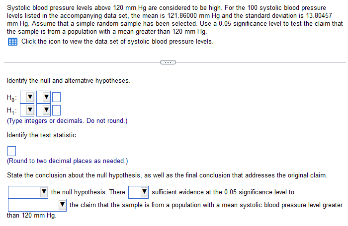 Solved Systolic blood pressure levels above 120 mmHg are | Chegg.com