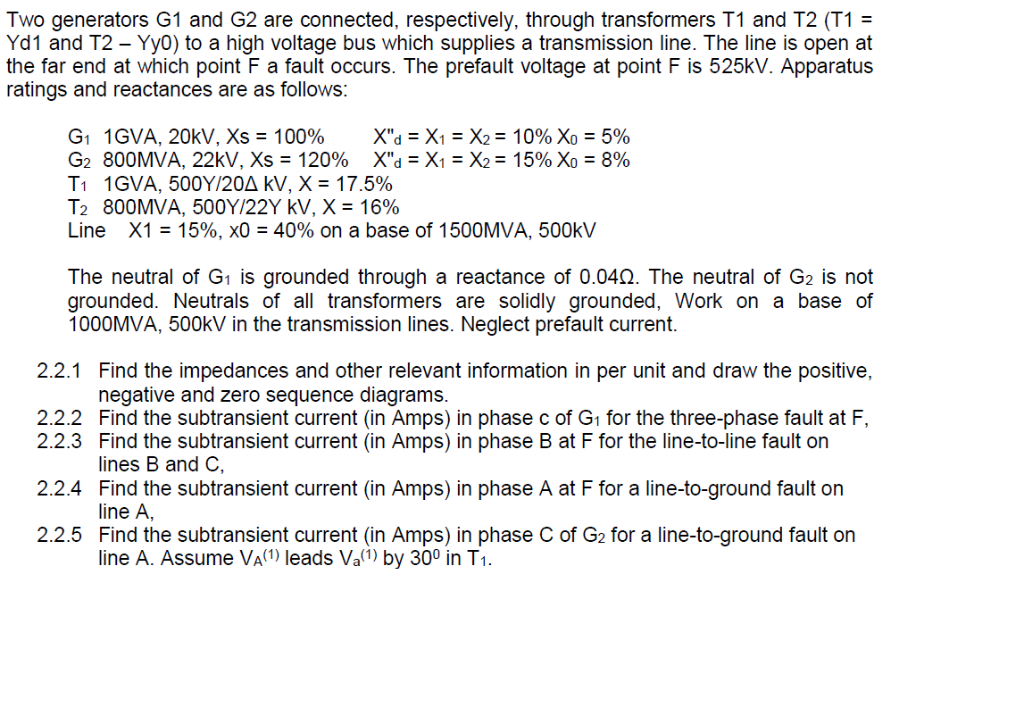 Solved Two generators G1 and G2 are connected, respectively, | Chegg.com