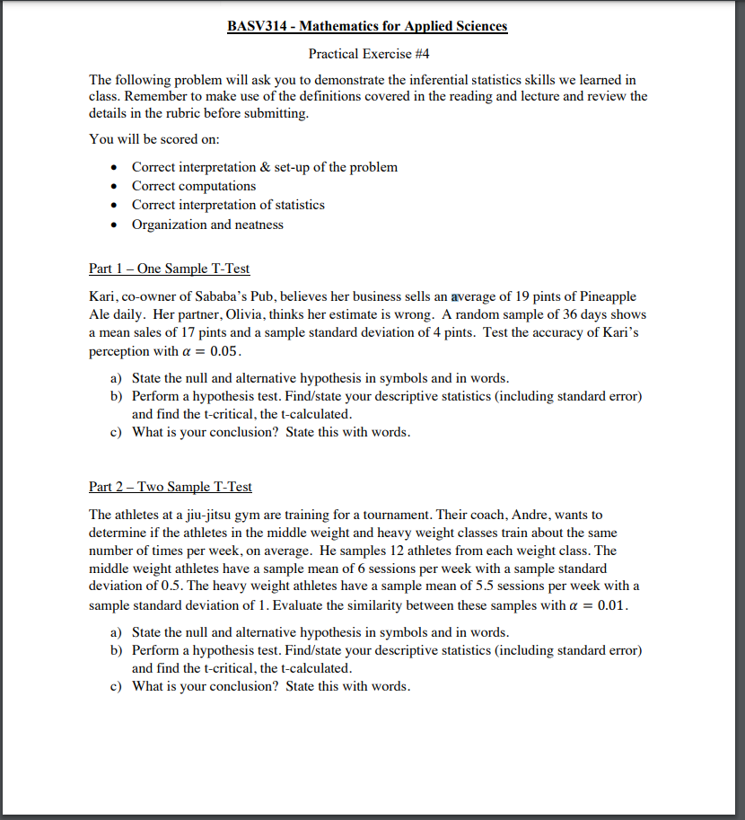 Solved BASV314 - Mathematics for Applied Sciences Practical | Chegg.com