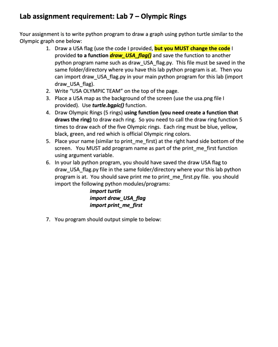 Solved Lab assignment requirement: Lab 7 - Olympic Rings | Chegg.com