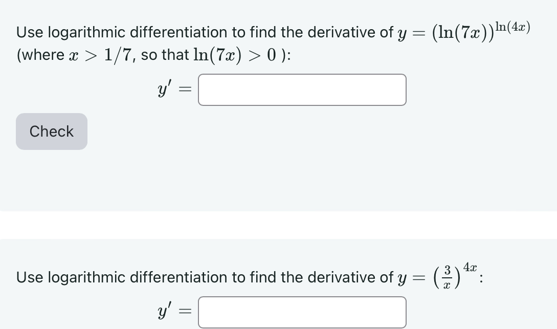 Solved Use logarithmic differentiation to find the | Chegg.com
