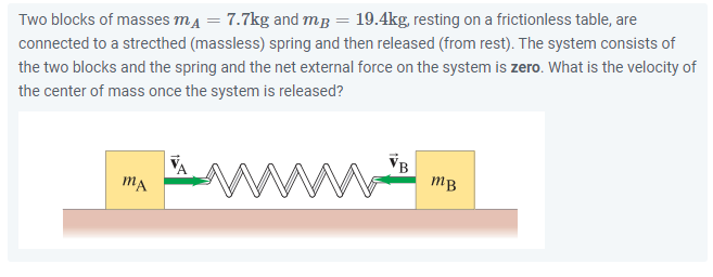 Solved Two blocks of masses mA=7.7 kg and mB=19.4 kg, | Chegg.com