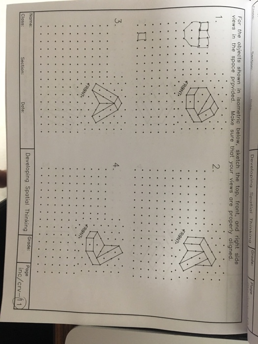 Solved Developing Spatial Thinkina For the objects shown in | Chegg.com