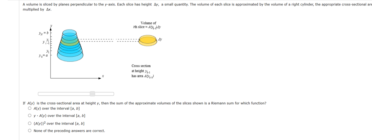 Solved A volume is sliced by planes perpendicular to the | Chegg.com