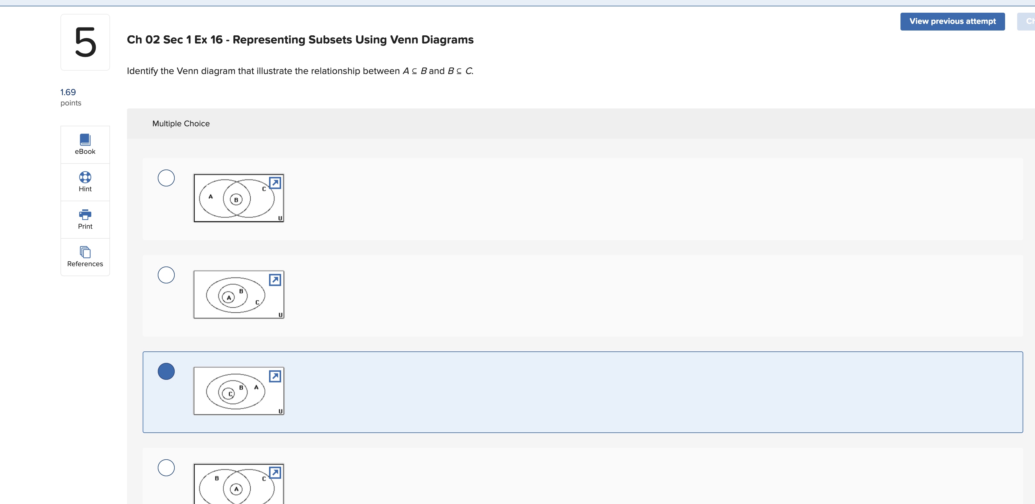 Solved Ch 02 ﻿Sec 1 ﻿Ex 16 - ﻿Representing Subsets Using | Chegg.com