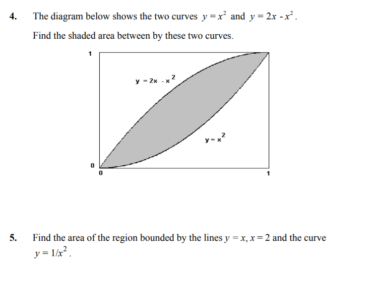 Solved 4. The diagram below shows the two curves y=x? and y | Chegg.com