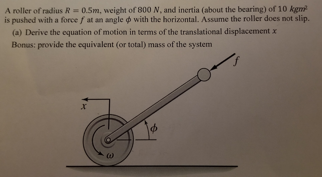 Solved A roller of radius R = 0.5m, weight of 800 N, and | Chegg.com