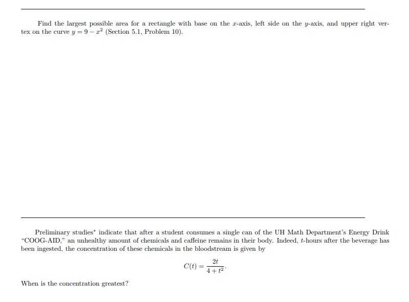 Solved Find the largest possible area for a rectangle with | Chegg.com