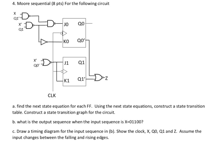 Solved 4. Moore sequential (8 pts) For the following circuit | Chegg.com