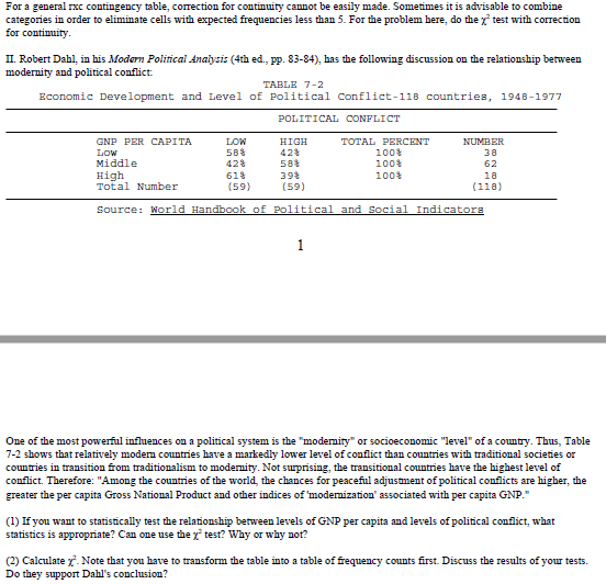For a general rxc contingency table, correction for | Chegg.com